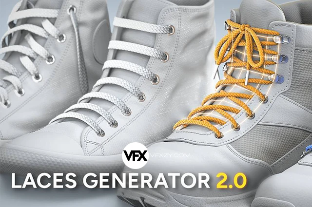 Blender鞋带生成器预设 Laces Generator V2.0-VFX资源网